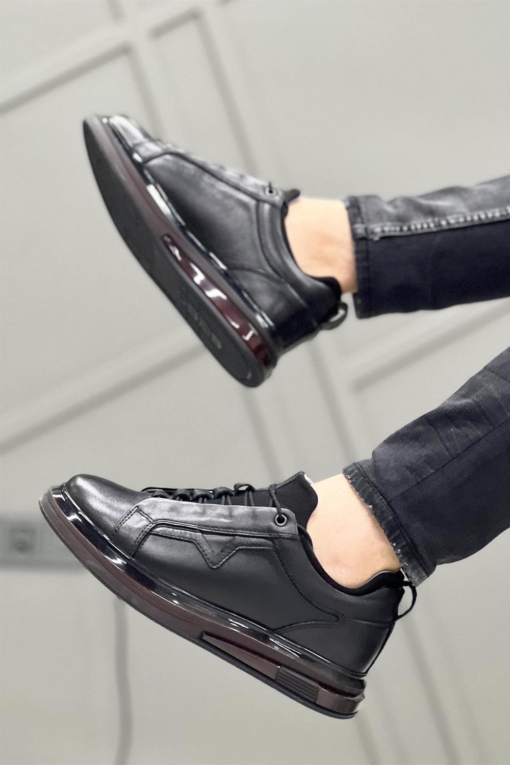 Andi Black Leather Men's Sneakers - Darius Leather