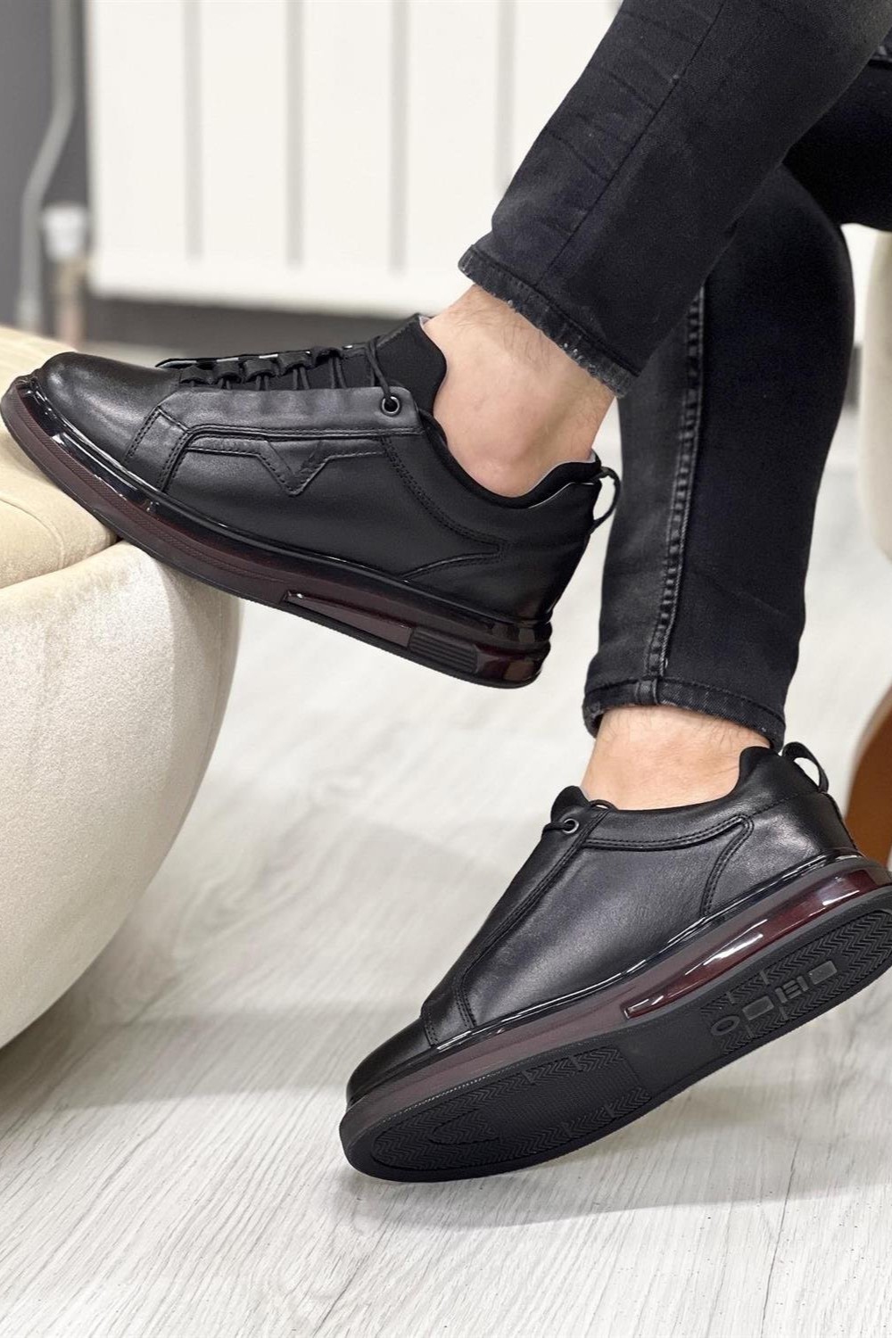 Andi Black Leather Men's Sneakers - Darius Leather