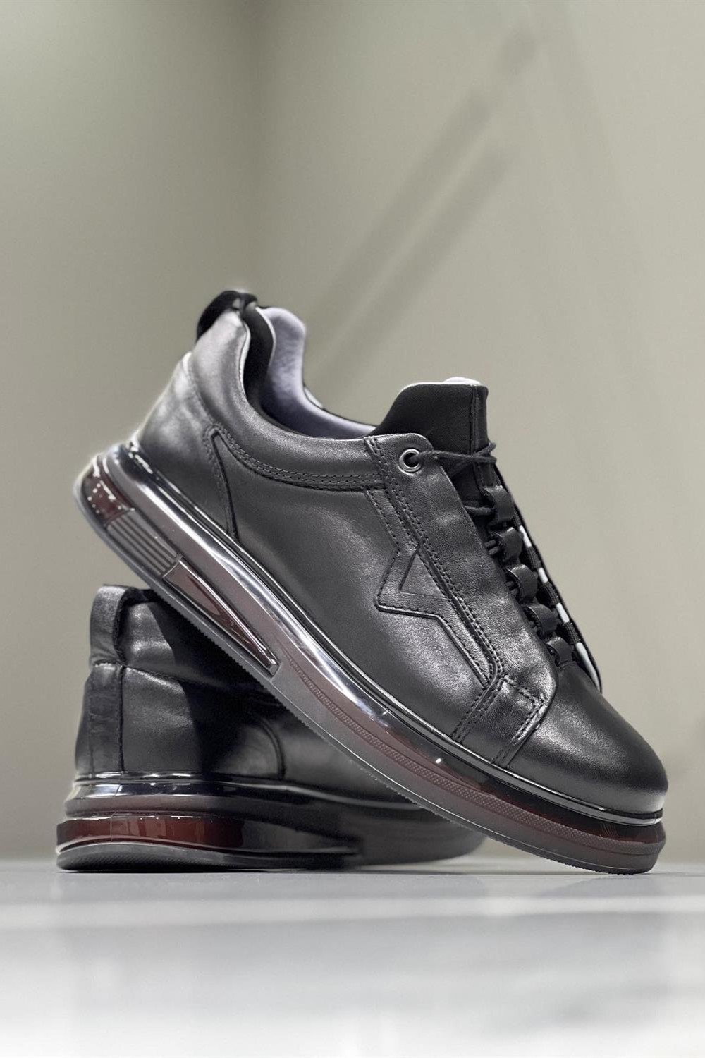 Andi Black Leather Men's Sneakers - Darius Leather
